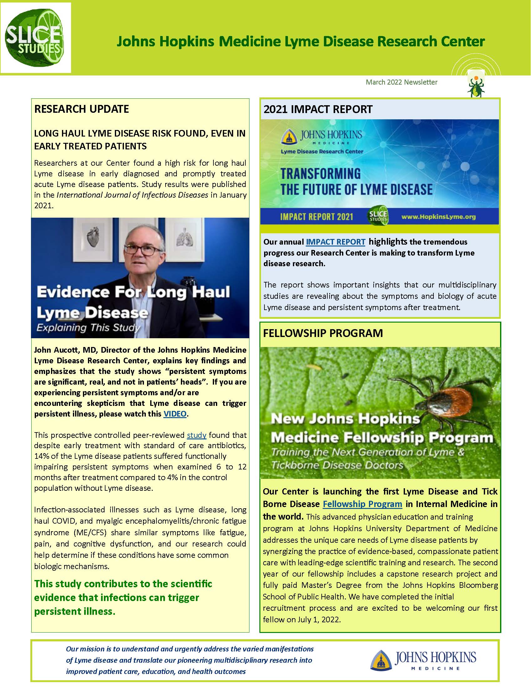 Lyme Disease Research Center Newsletters : Johns Hopkins Medicine Lyme ...